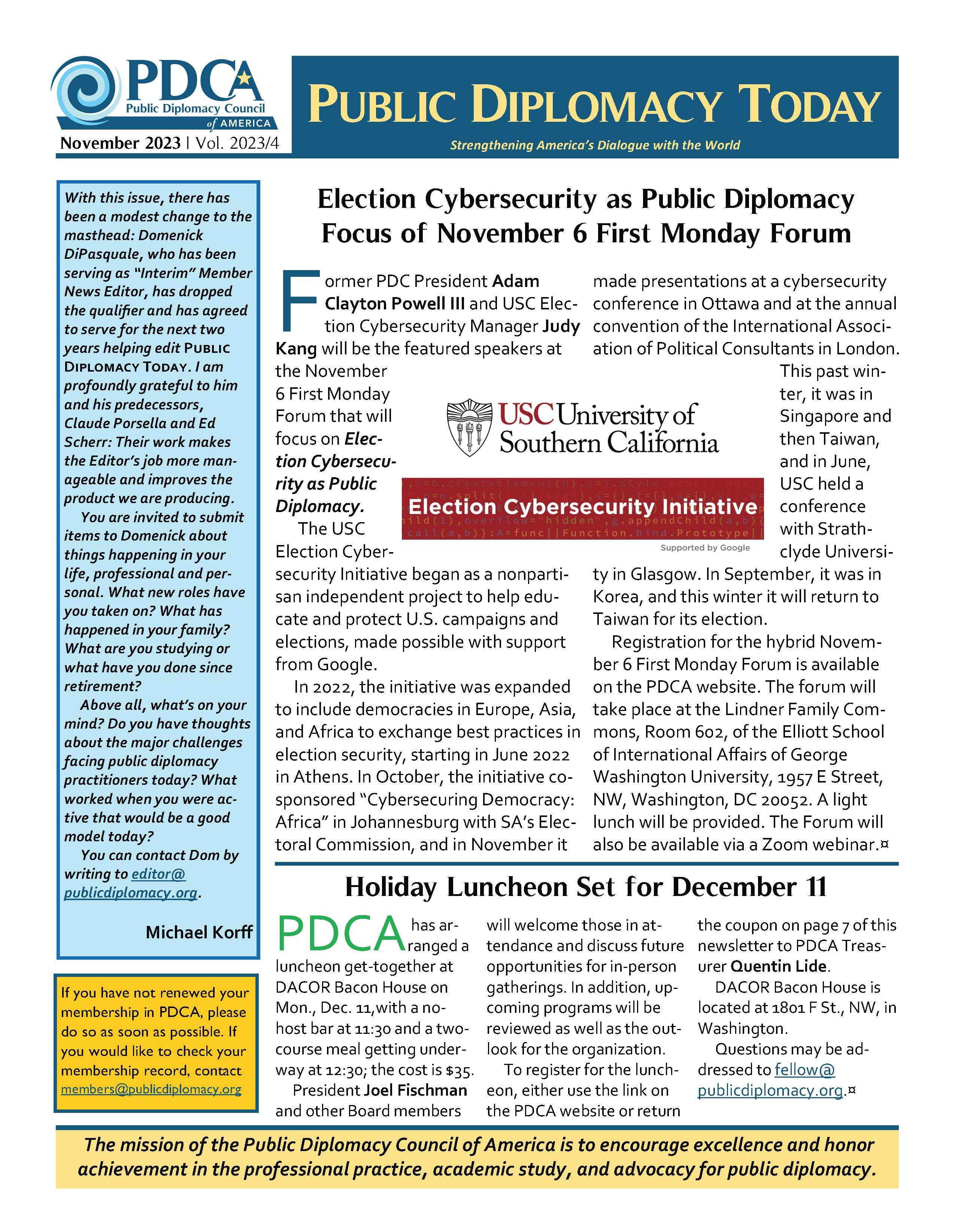 Newsletters - Public Diplomacy Council of America